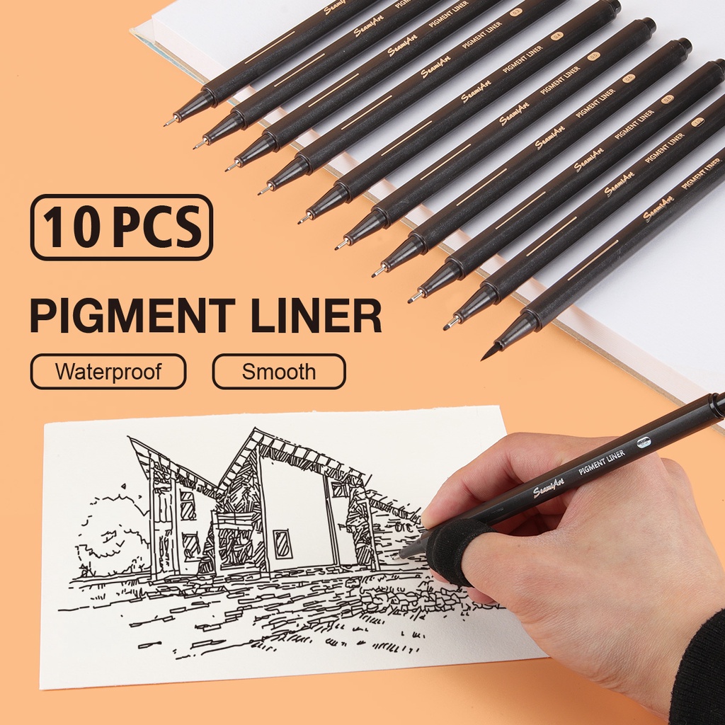 Seamiart [Ready Stock] 10pcs Black Pigment Liner Needle Waterproof ...