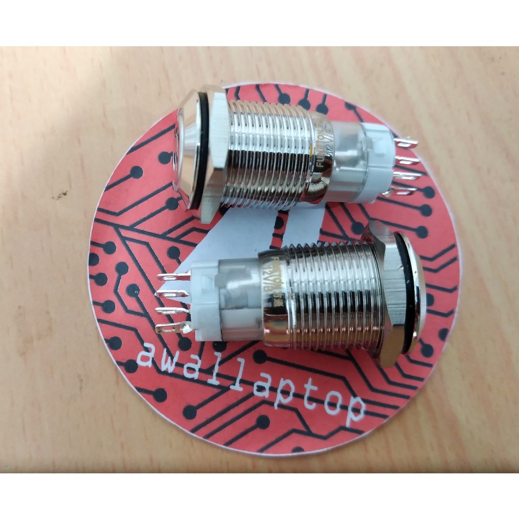 Push on off self lock push button metal 12v 16mm with lights | Shopee ...
