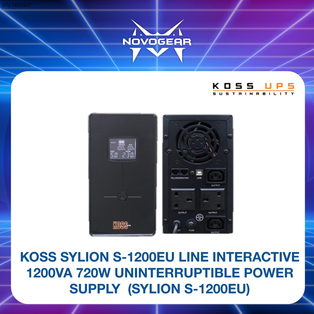 KOSS SYLION S-1200EU LINE INTERACTIVE 1200VA 720W UNINTERRUPTIBLE POWER ...