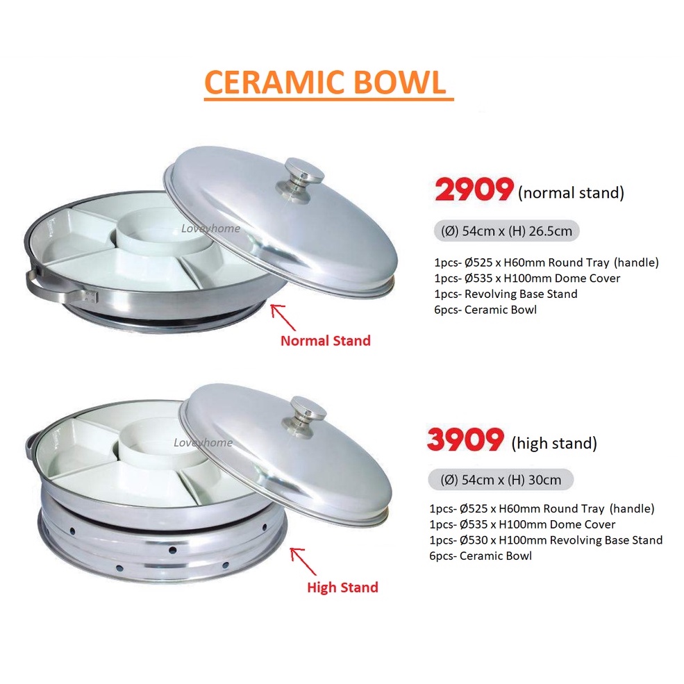 Stainless Steel Rotating Dome Set Buffet Party Food Warmer Chafing Dish ...