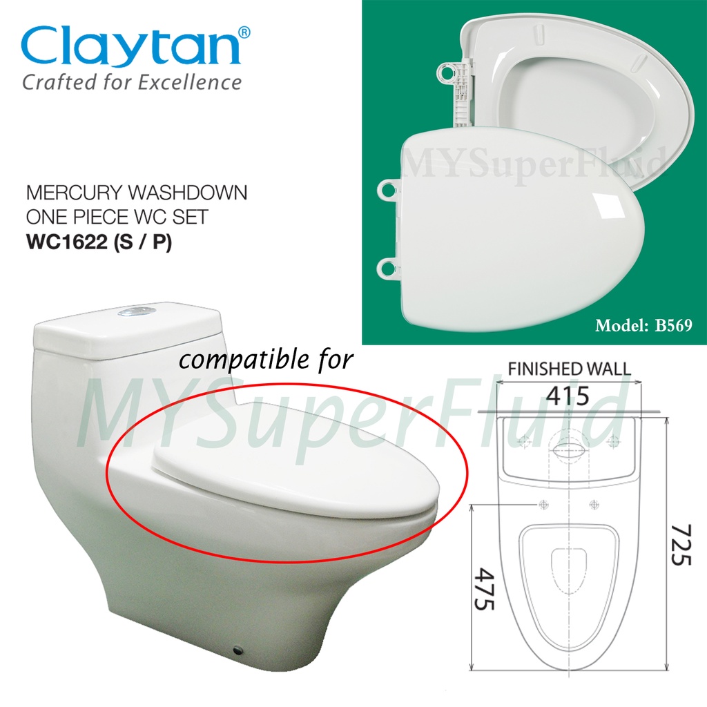 Claytan WC1622 Mercury Toilet Seat Cover Replacement (Soft Close ...