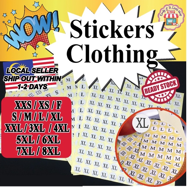 [READY STOCK] Stickers Clothing (15 sheets) FREE SIZE, XXS XS S M L XL ...