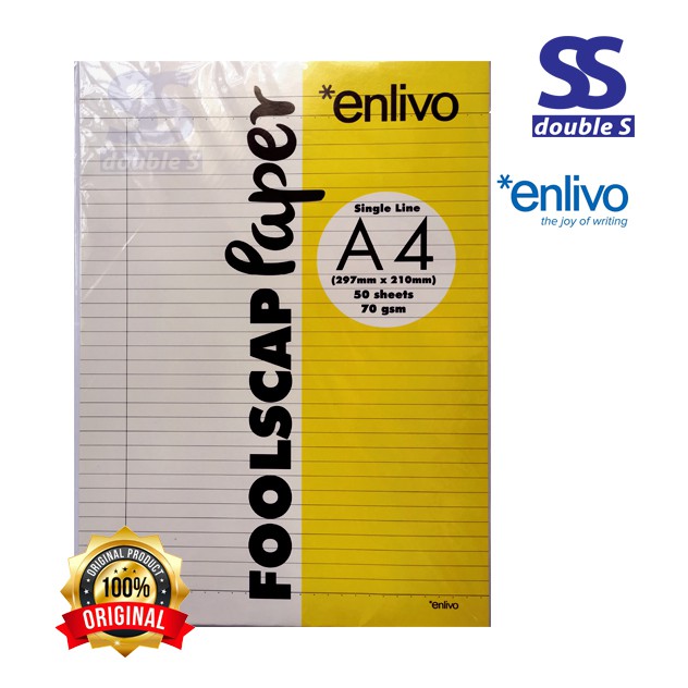 *enlivo Foolscap Paper Single Line 70gsm /A4 Exam Sheets / Kertas ...