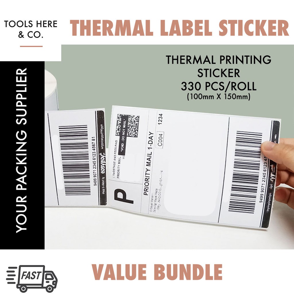 Thermal Printing Sticker Label Roll for Thermal Label Printer 100mm x ...