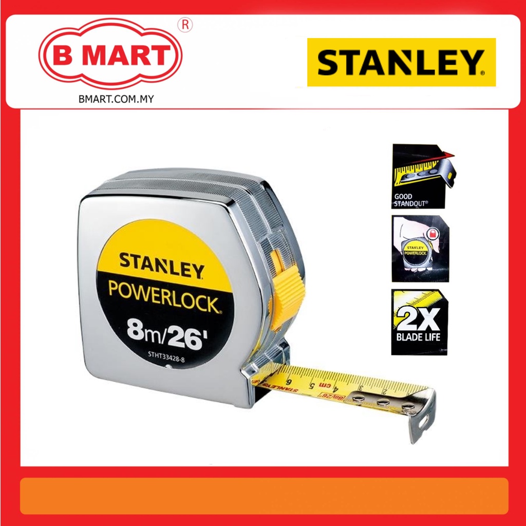 STANLEY POWER LOCK 3.5M/5M/8M MEASURING / MEASUREMENT TAPE METER ...