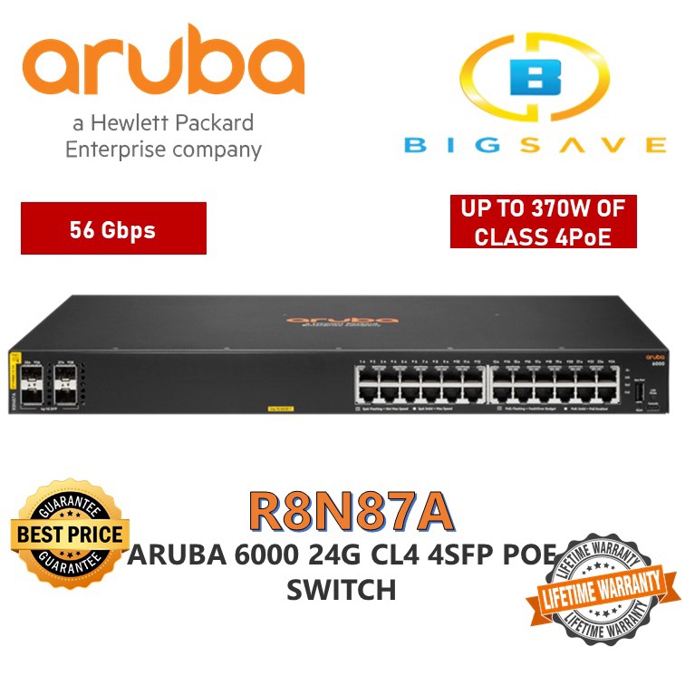 ARUBA R8N87A 6000 24G CL4 4SFP POE SWITCH | Shopee Malaysia