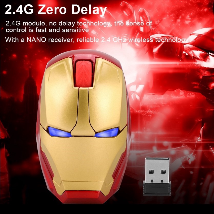 Marvel 2.4G Iron Man Wireless Game Mouse Cartoon Mouse USB Mute Mouse ...
