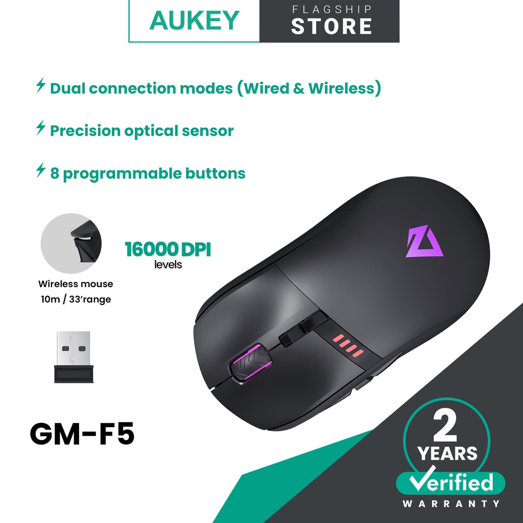Aukey GM-F4 GM-F5 Knight RGB Gaming Mouse with 8 Programmable Buttons ...