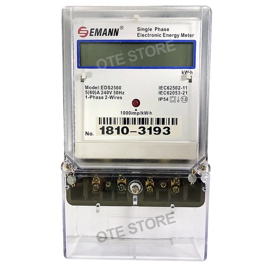 EMANN EDS2560 5/60A SINGLE PHASE AC240V 2 WIRE ELECTRONIC DIGITAL KWH KILO WATT HOUR METER (1 ...