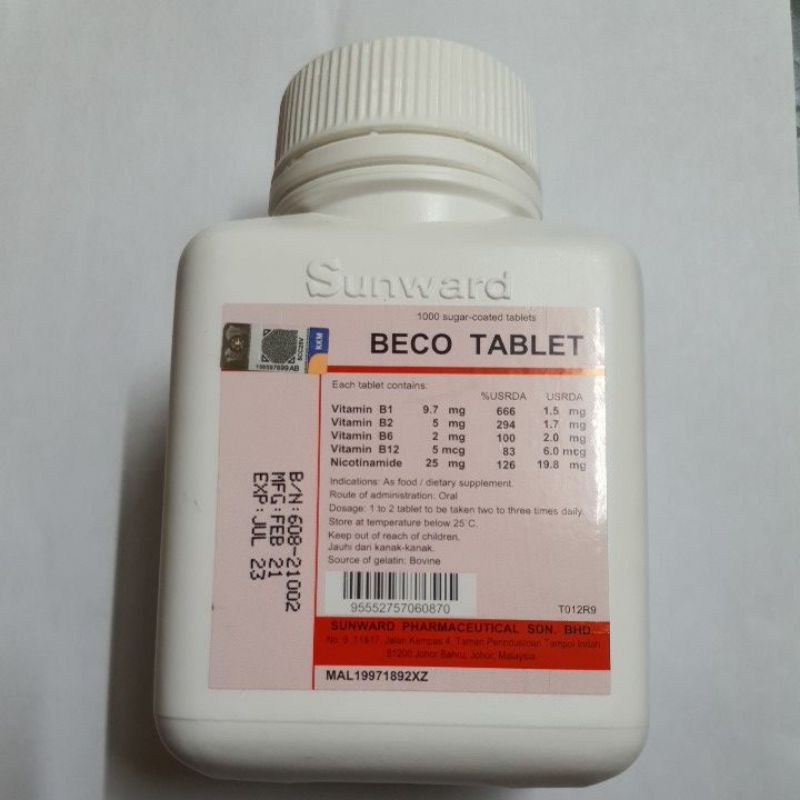 Sunward Beco Tablet 1000s (Expiry Date:08/2025) | Shopee Malaysia
