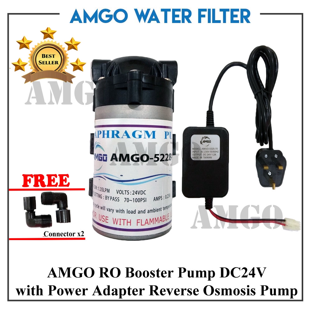 AMGO RO Booster Pump with Power Adapter Reverse Osmosis Booster Pump ...