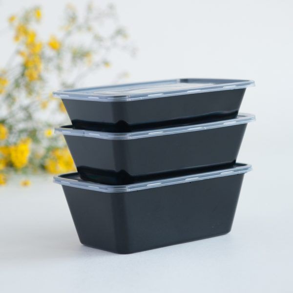 BLACK RECTANGULAR CONTAINER WITH LID / 50 SETS PER PKT/ Y650B/ Y750B ...