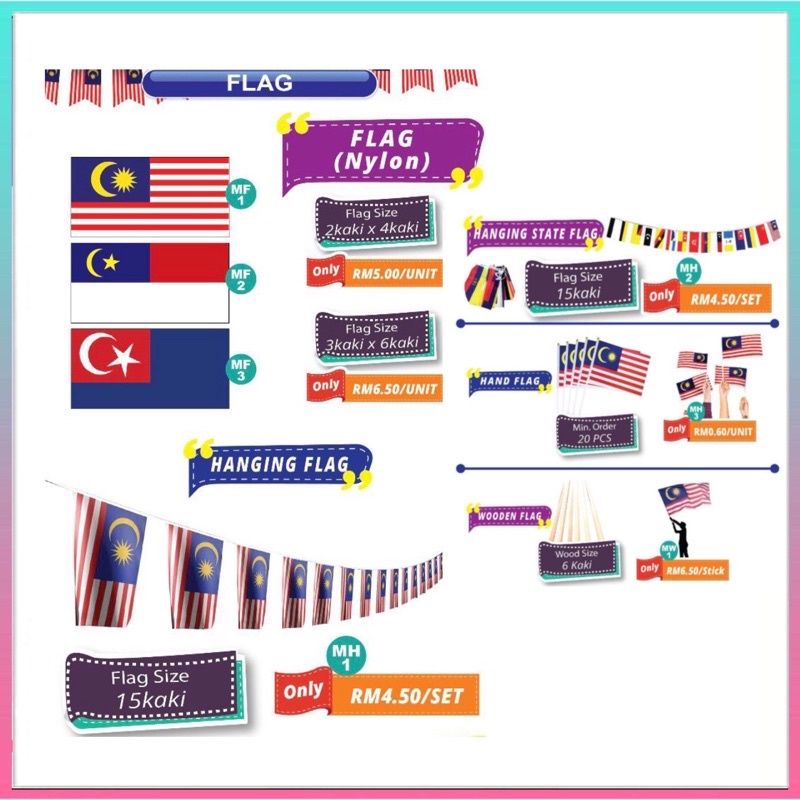 Bendera Malaysia Bendera Negeri Merdeka Hand Flag Hanging Flag Wooden ...