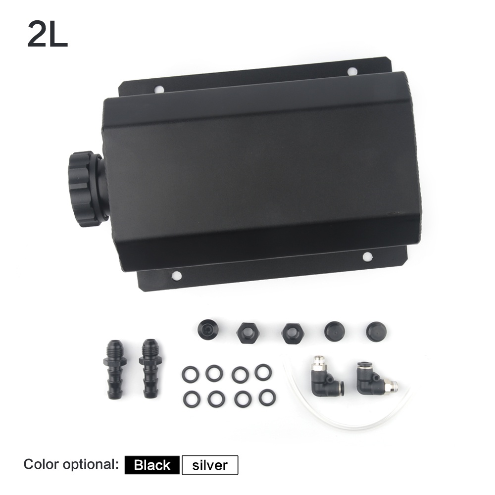 2L Black, silver Universal Engine Oil Fuel Gas Catch Can Breather Tank ...