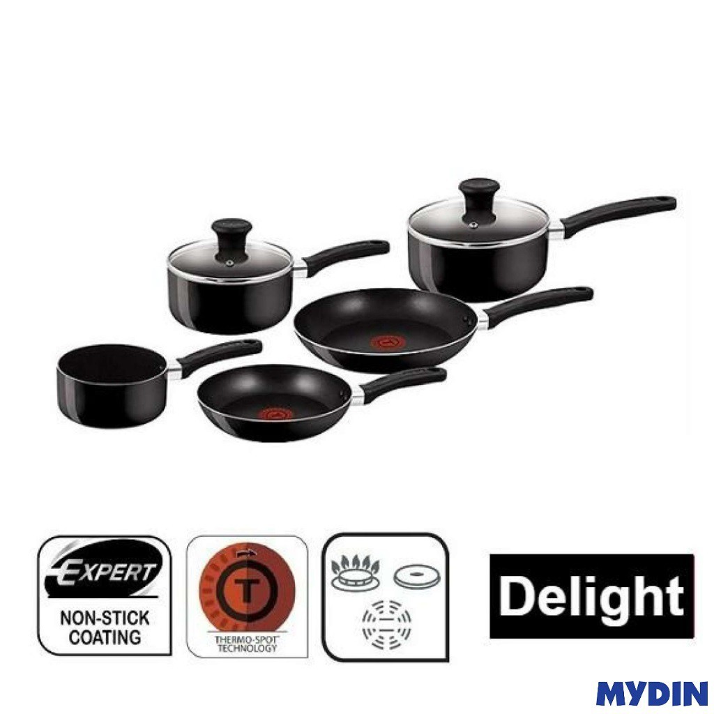 Tefal Non Stick Delight Cookware Set-Black TEF-B020S544 (5pcs) | Shopee ...