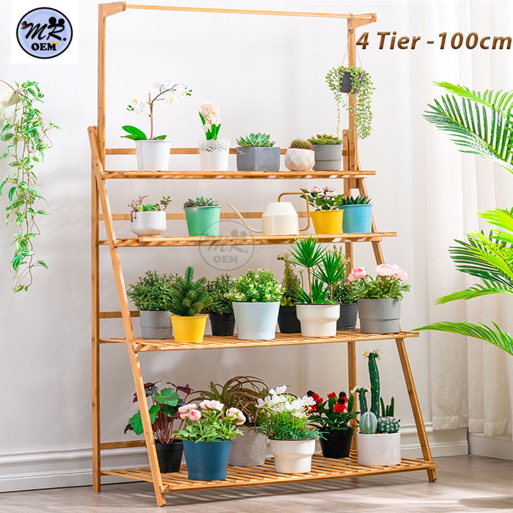 MR OEM 3 Tier/ 4 Tier Bamboo Flower Garden Rack with Hanger Stand ... MR OEM 3 Tier/ 4 Tier Bamboo Flower Garden Rack with Hanger Stand ...