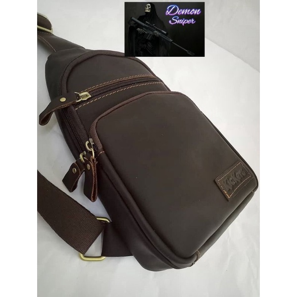 Demon Sniper Kickers Genuine Cowhide Leather Crossbody Bag Unisex Pouch ...