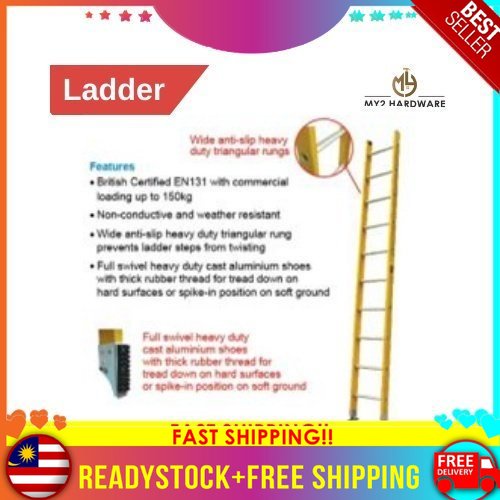 [ EVERLAS ] FULL FIBREGLASS SINGLE POLE LADDER | TANGGA LURUS PANJANG ...