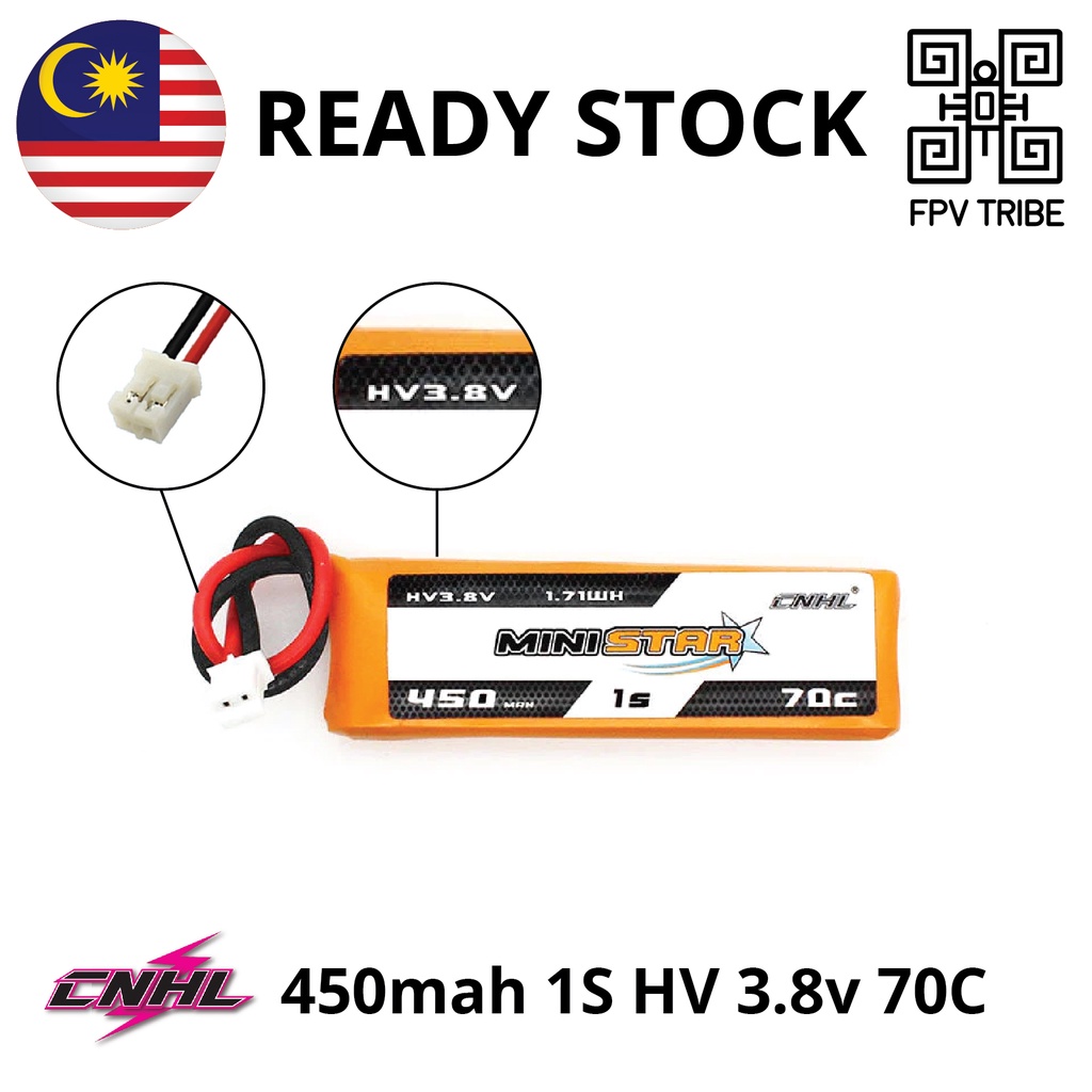 CNHL Ministar 450mah 3.7v 3.8v HV 1S 70C Lipo LiHV Battery for FPV ...