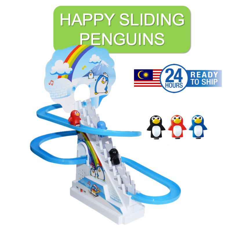 [ LOCAL READY STOCK ] Cute Penguins Automatic Ladder Climbing Sliding ...