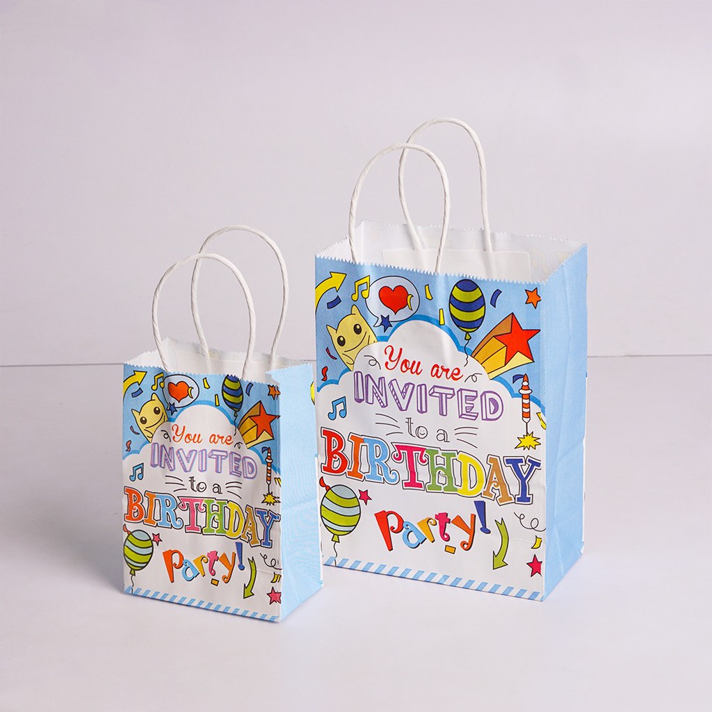 HAPPY BIRTHDAY Paper Bag Pink Blue / CUTE Paper Bag Birthday / Birthday ...