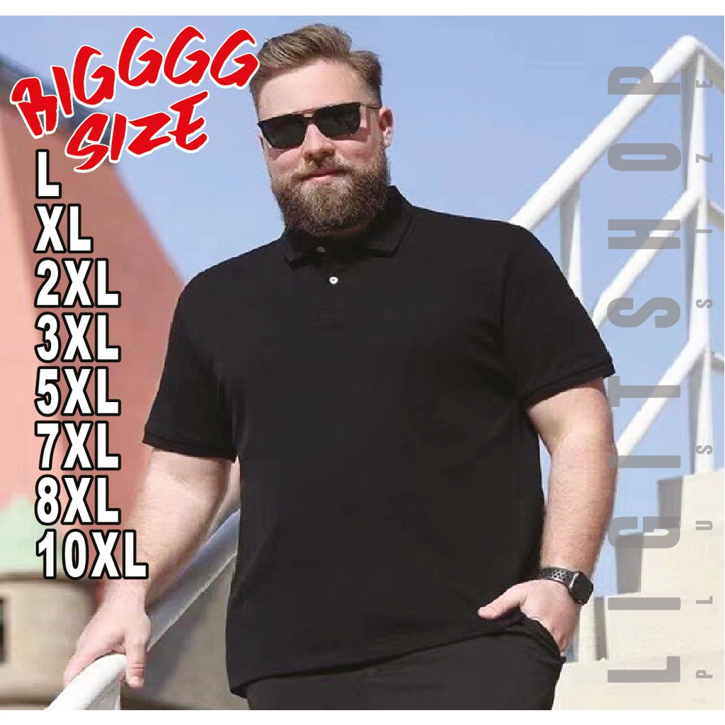 POLO PLAIN T-SHIRT Berkoler Big Size 8XL 10XL Baju Men Plus Size Cotton Collar Ready Stock Baju ...