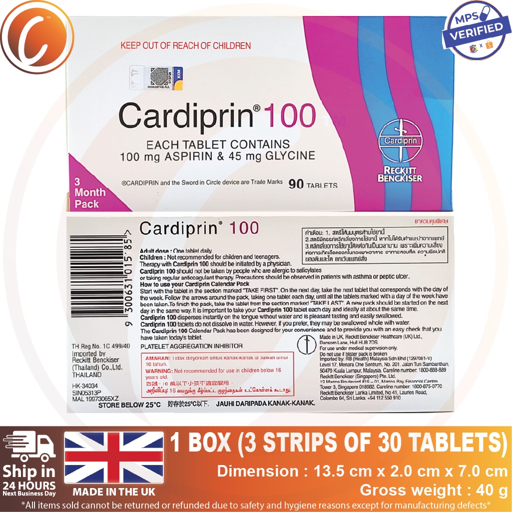 RECKITT BENCKISER Cardiprin 100MG 30/90TABS | Shopee Malaysia