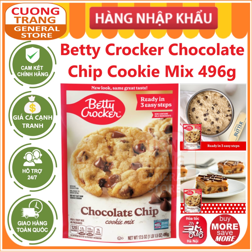 Pre-mixed baking powder betty crocker chocolate chip cookie mix 496g ...
