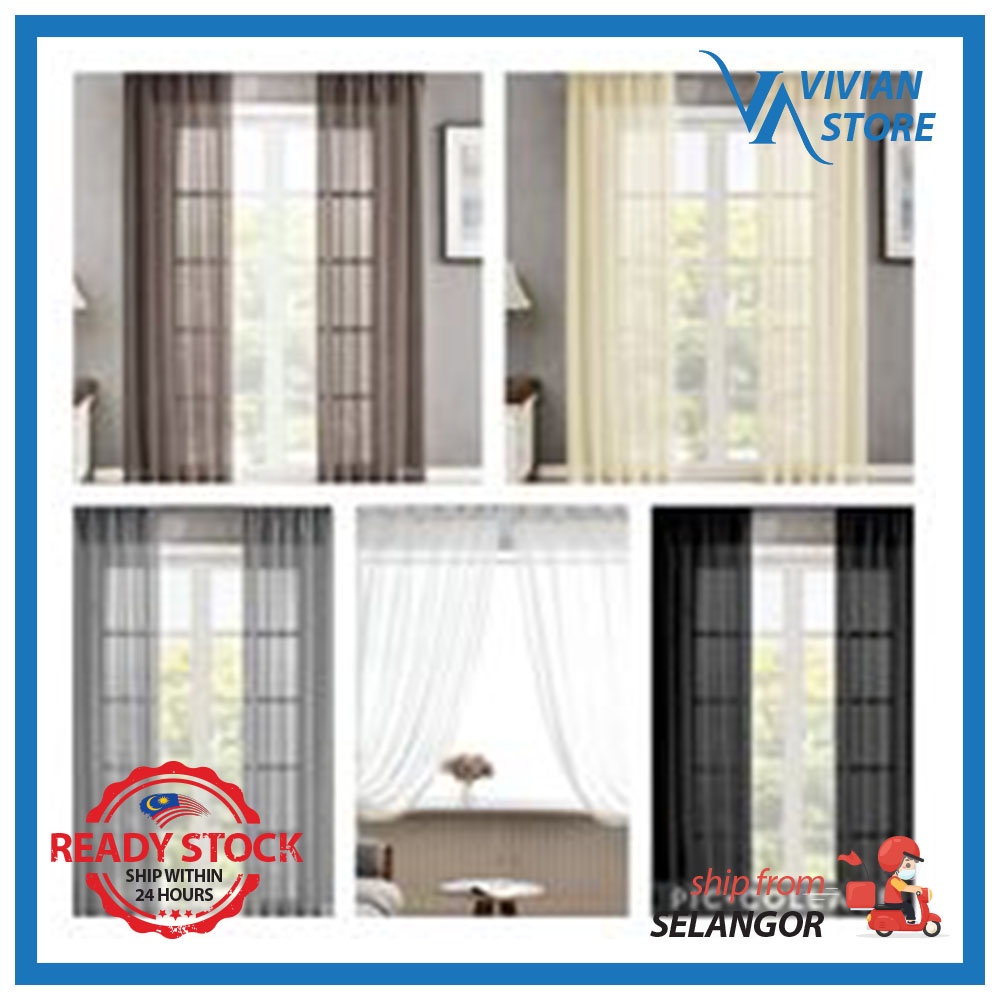 Translucent Tulle Langsir Putih Nipis Window Drape Sheer Curtain Tule ...