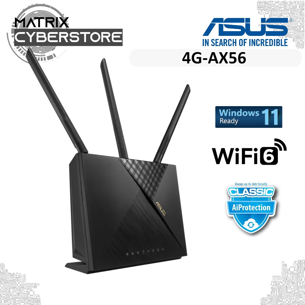 ASUS 4G-AX56 AX1800 Dual-Band WiFi 6 LTE Router - AiProtection Classic ...