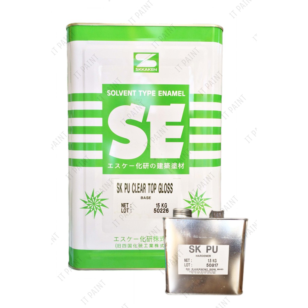 16.5KG SKK SK PU Enamel Top Coat Clear Glossy with Hardener for Interior & Exterior Stone Brick ...