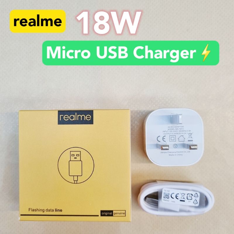 Realme 18w Micro USB Charger Adapter 2.0 Micro USB Cable Support Fast ...