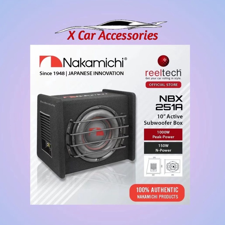 Nakamichi NBX251A - 10" Active Subwoofer Box | Car Subwoofer Box | Subwoofer Box Kereta | Woofer ...
