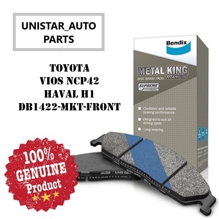 Original Bendix DB1422MKT Front Brake Pad - Toyota Vios NCP42/ Haval H1 ...