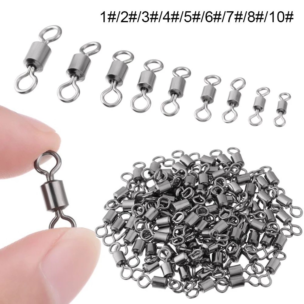 1-3/0# Fishing Swivel Fishing Rolling Barrel Swivel Stainless Steel Black Nickel Fishing Line ...