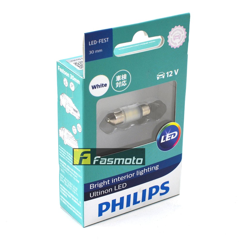 PHILIPS 11860ULWX1 Festoon 30mm Ultinon LED White 6000K 50 Lm 12V (1pc ...