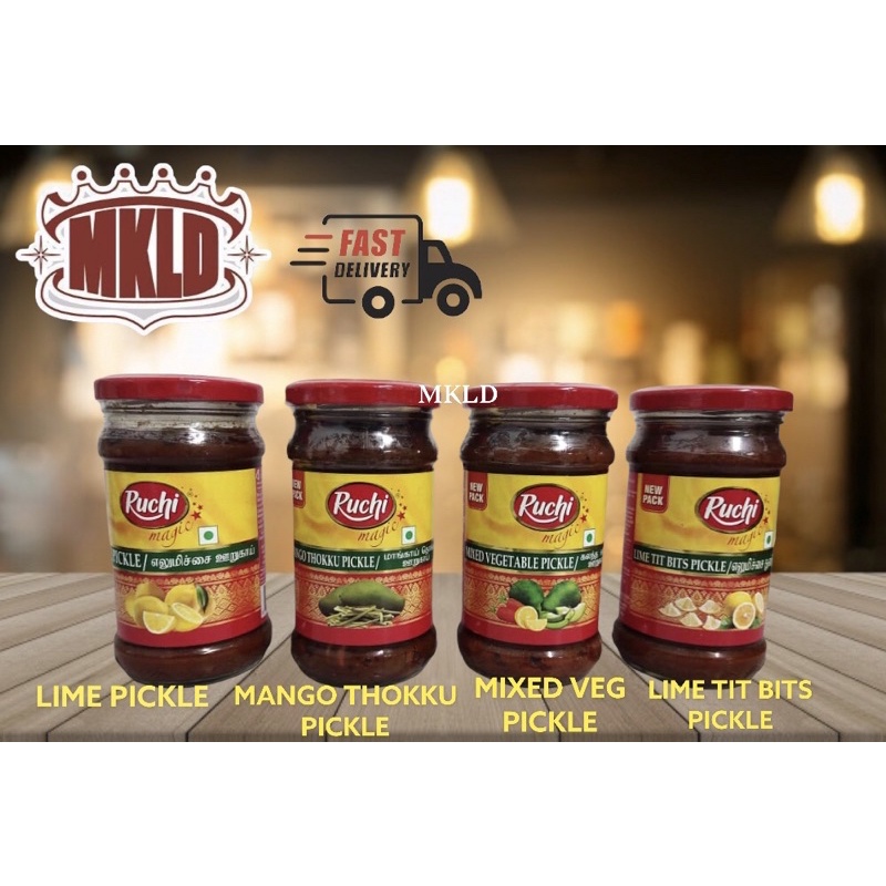 RUCHI PICKLES / ACAR 300g (LIME,CUT MAGGO,MIX VEG,LIME TIT BITS ...