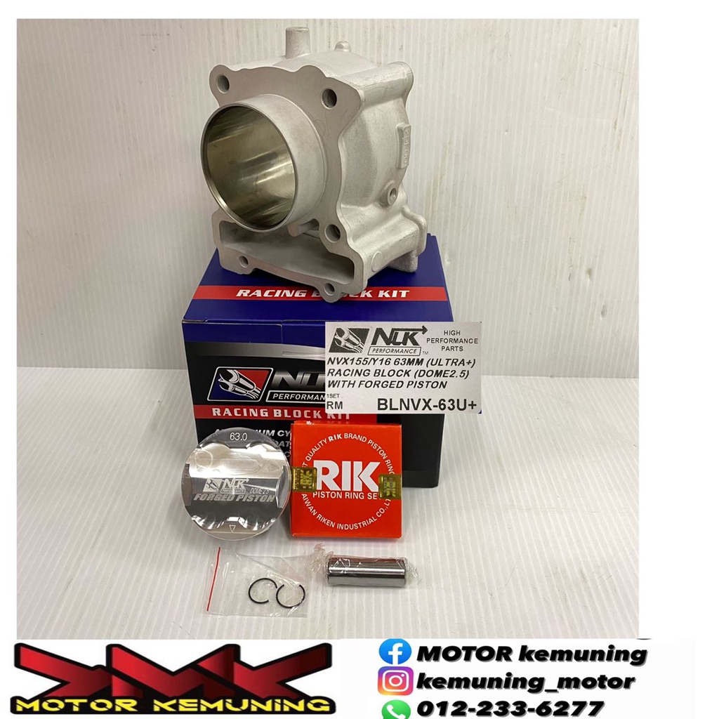 NLK BLOK NVX155 / Y16 / R15 63MM (ULTRA+) RACING BLOCK (DOME 2.5) WITH ...