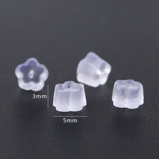 100pcs 5x3mm Transparent flower shape Rubber Earring Back Safety Bullet ...