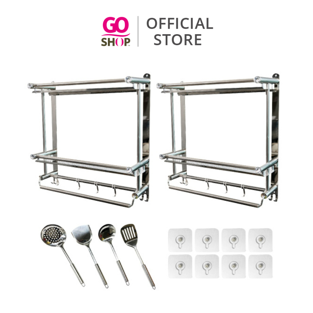 Muzy 2 Set Stainless Steel Drill-Free Rack Free Kitchenware Set ...