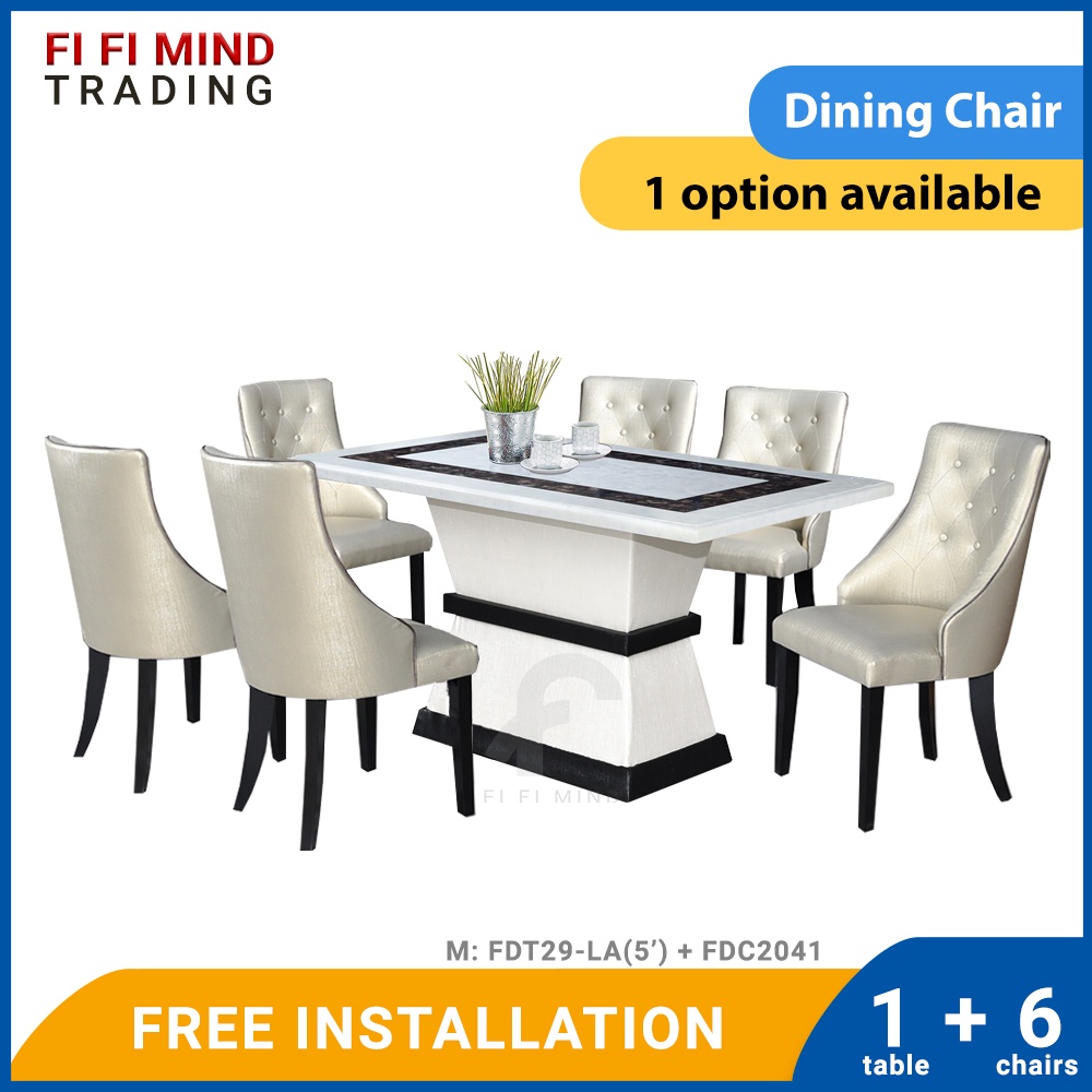 Josey Marble Dining Set/ Marble Dining Table/ Meja Makan 6 Kerusi/ Meja ...