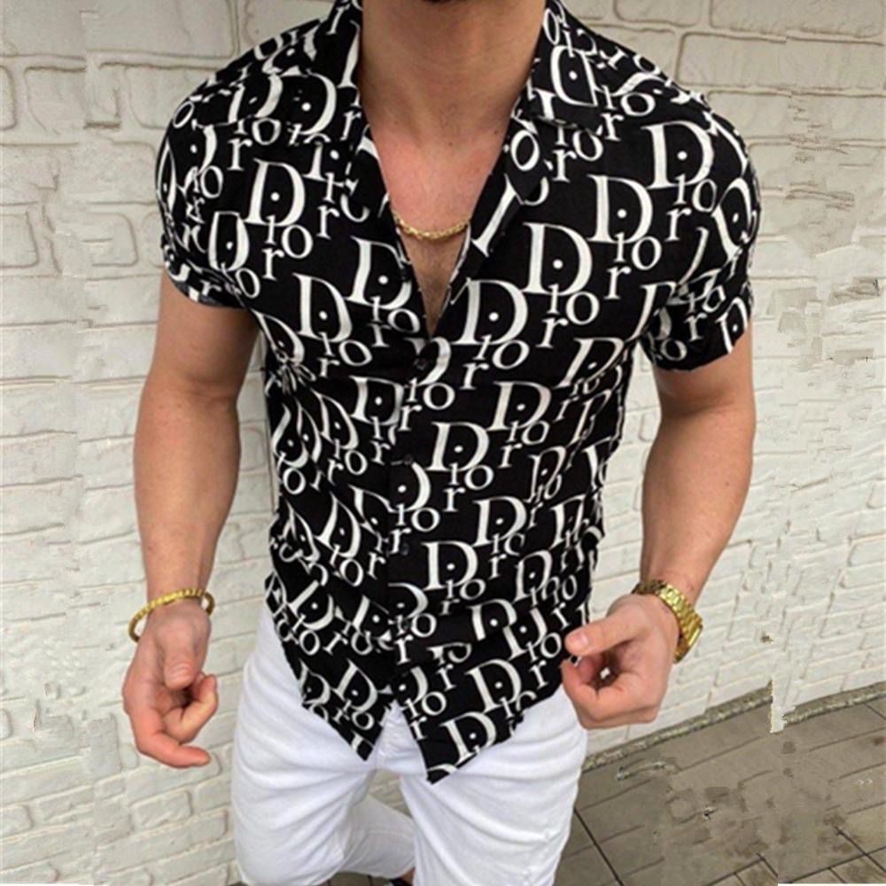 Spring and Summer New Mens Shirt Hawaiian Casual 3d Printing Letter ...