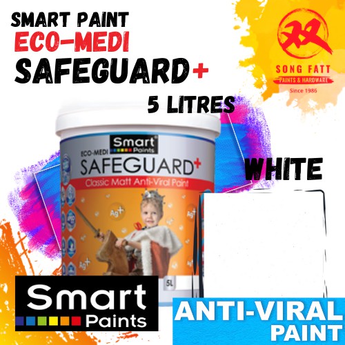 Smart Paint Eco-Medi Safe Guard+ (WHITE) 5 Litres Interior Anti-Viral (Song Fatt) Virus Guard ...