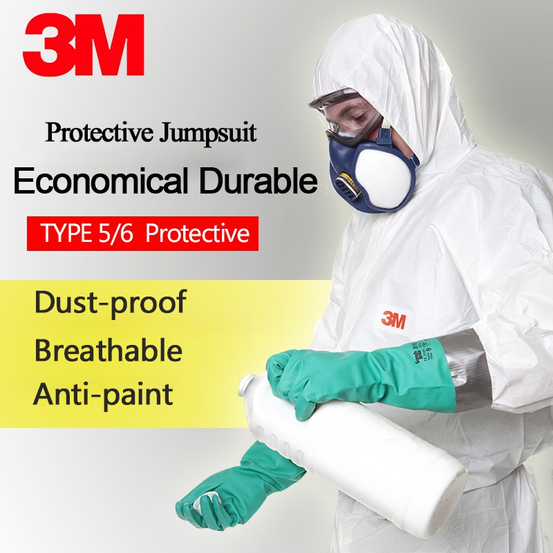 3M 4515/4510/4535 White Protective Coverall Safety Work Wear, Chemical ...