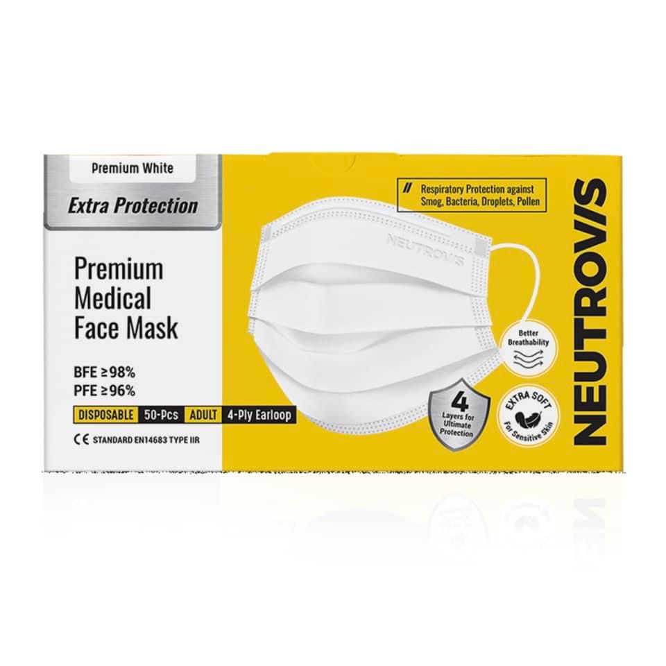 NEUTROVIS Premium Medical Face Mask 50"pcs- 3 & 4 PLY Earloop/Himaya ...