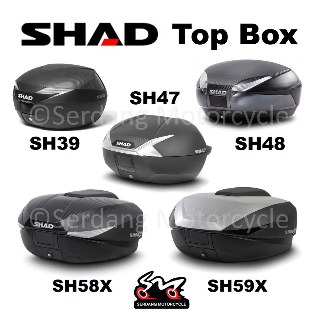 SHAD Top Box Premium Rear Case Kotak Belakang Motor Topbox Topcase SH48 SH58X SH59X Backrest ...