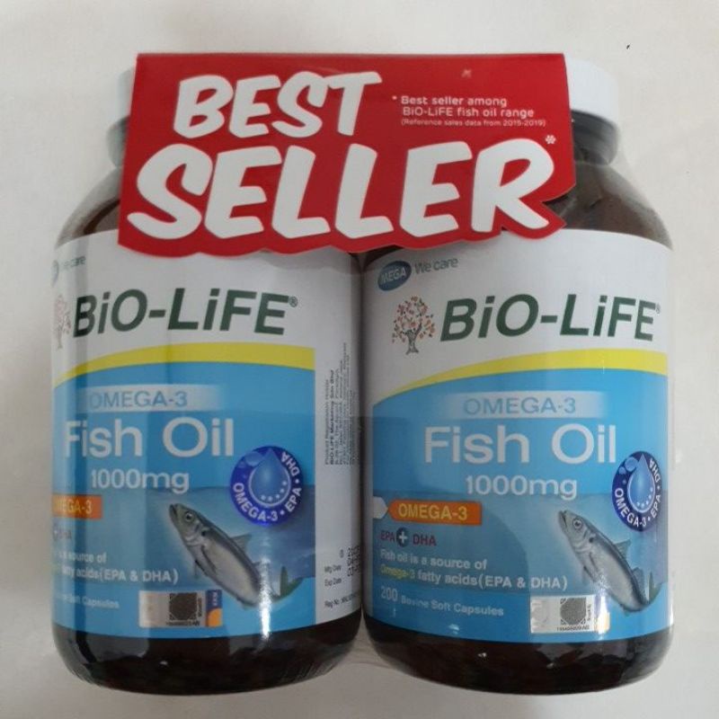 Bio-Life Omega 3 Fish Oil 1000mg Bovine Soft Capsules 2×200s (Expiry ...