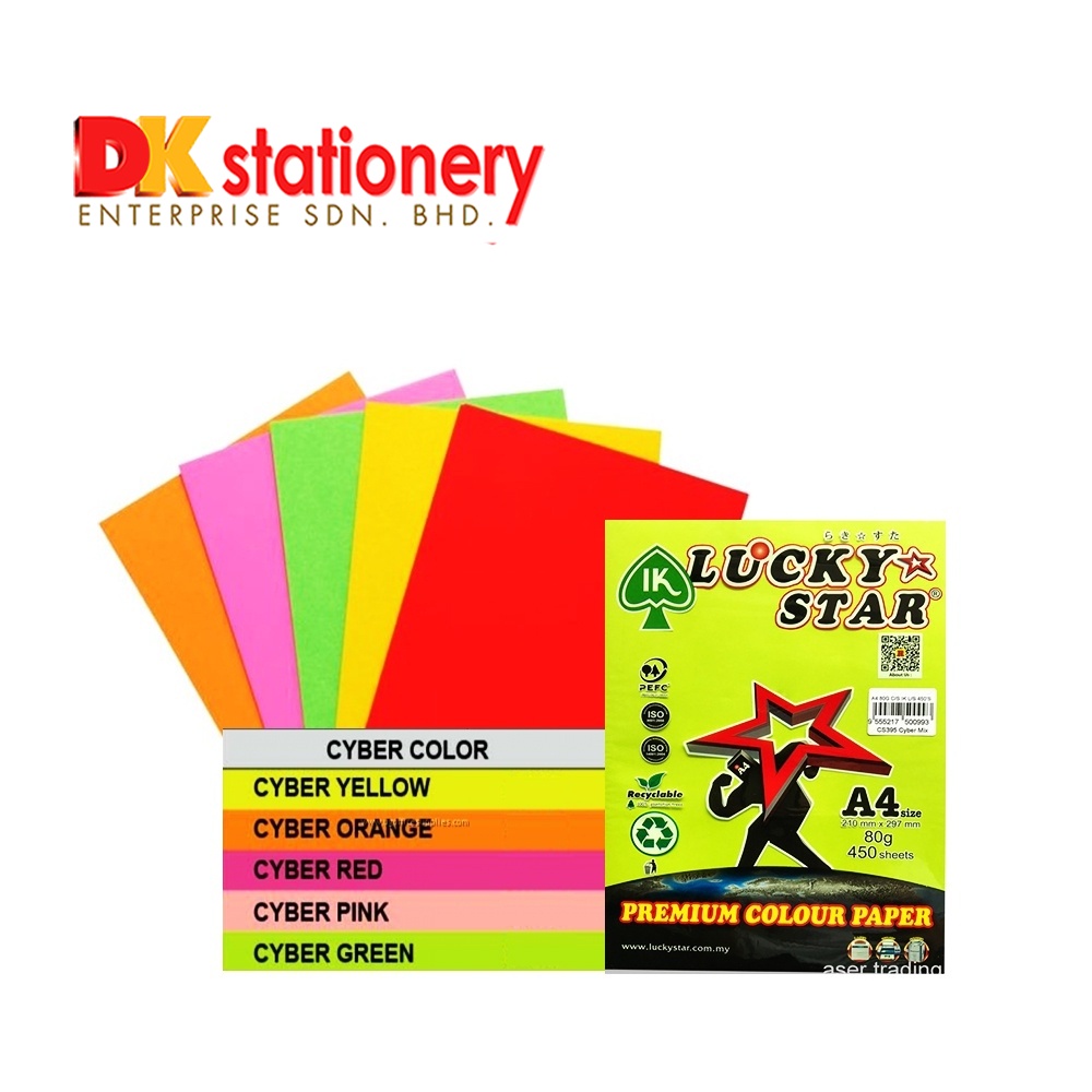 A4 Color Paper 80gsm 450's Fluorescent Colour I Mix Color | Shopee Malaysia