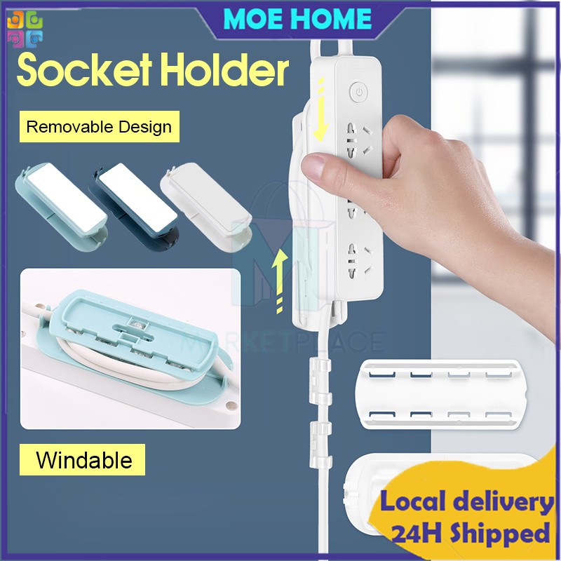 Wall Mounted Socket Extension Sticker Self Adhesive Power Strip Fixator ...