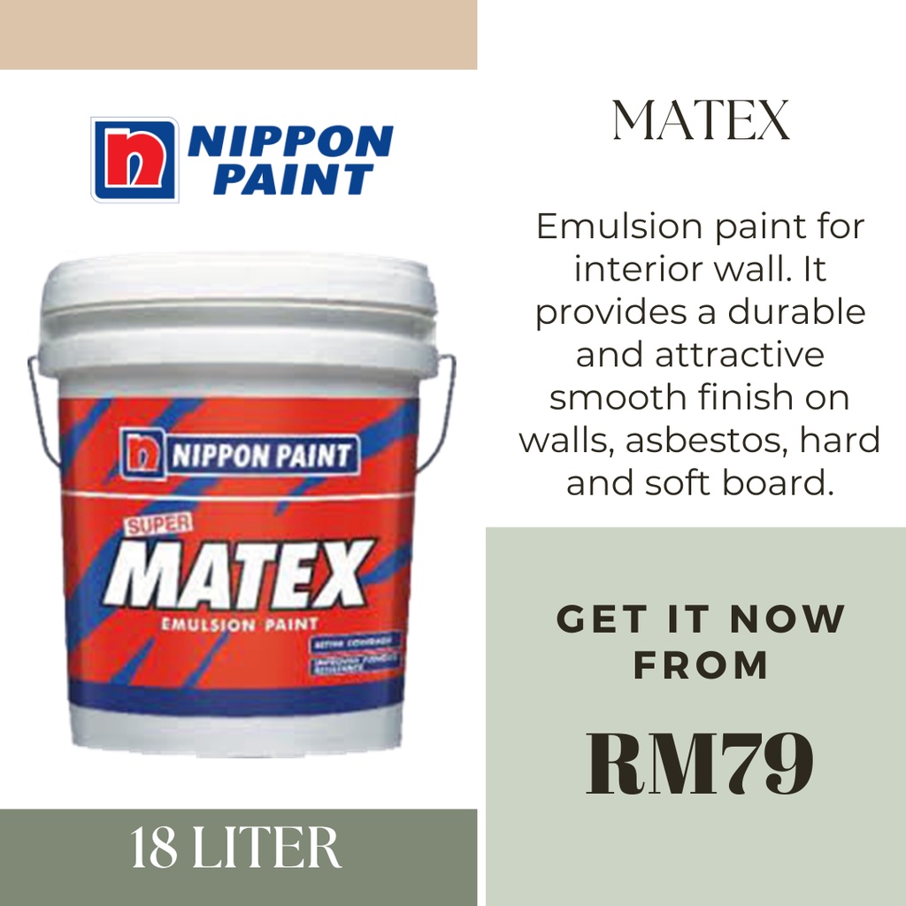 Nippon Matex 18L Emulsion Paint Interior Wall Paint | Shopee Malaysia